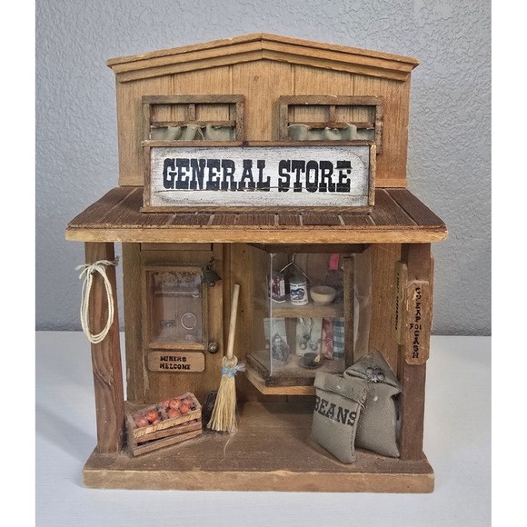 Art | Vintage Mini General Store Building Rustic Wooden Wall Display ...